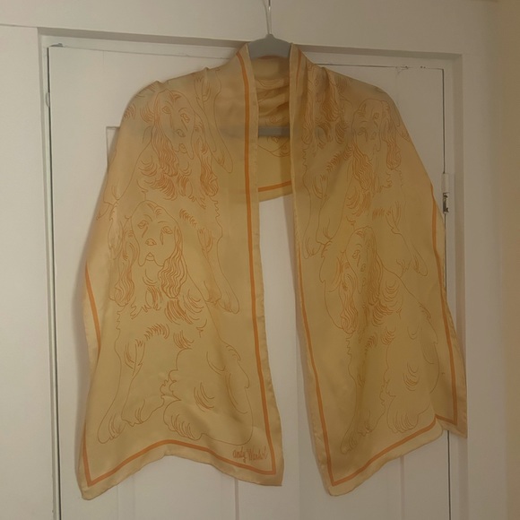 13” x 58” | Accessories | Vintage Andy Warhol Silk Cocker Spaniel Scarf ...